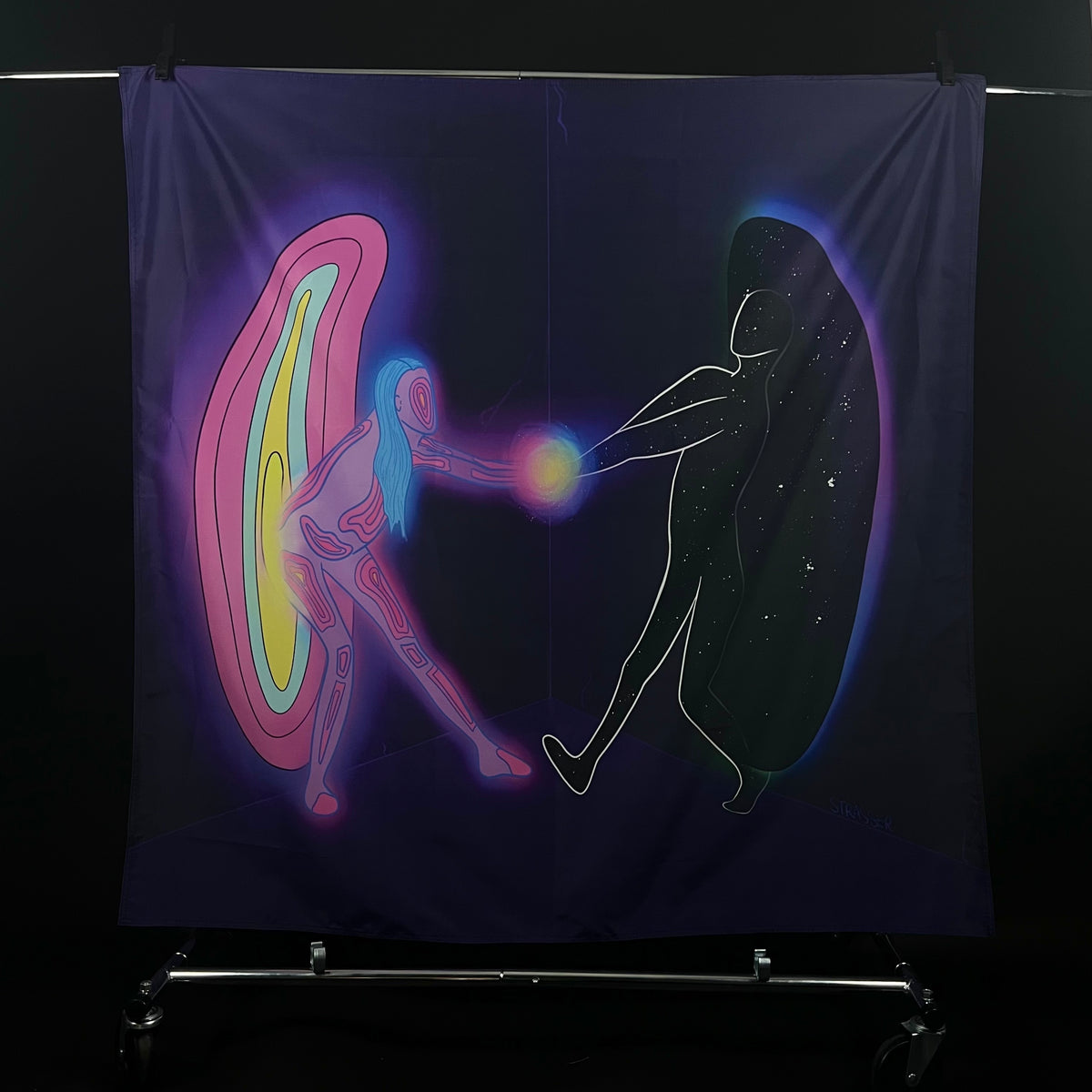 "please don't go, please just stay" tapestry – Art by Alyssia Strasser